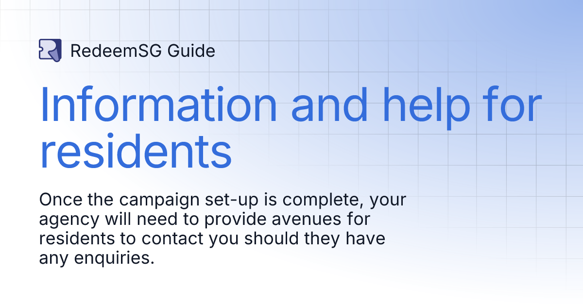 Information and help for residents | RedeemSG Guide